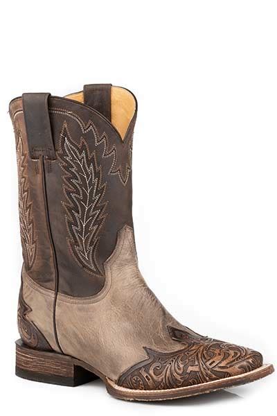 Stetson Mens Hand Tooled Wing Tip Boot Howell Western Wear