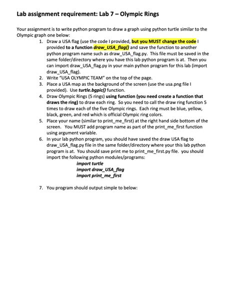 solved lab assignment requirement lab 7 olympic rings