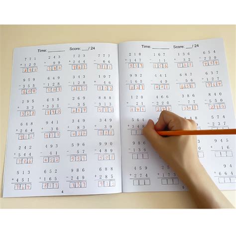 32 Pages Math Arithmetic Workbook Addition And Subtraction Within 1000