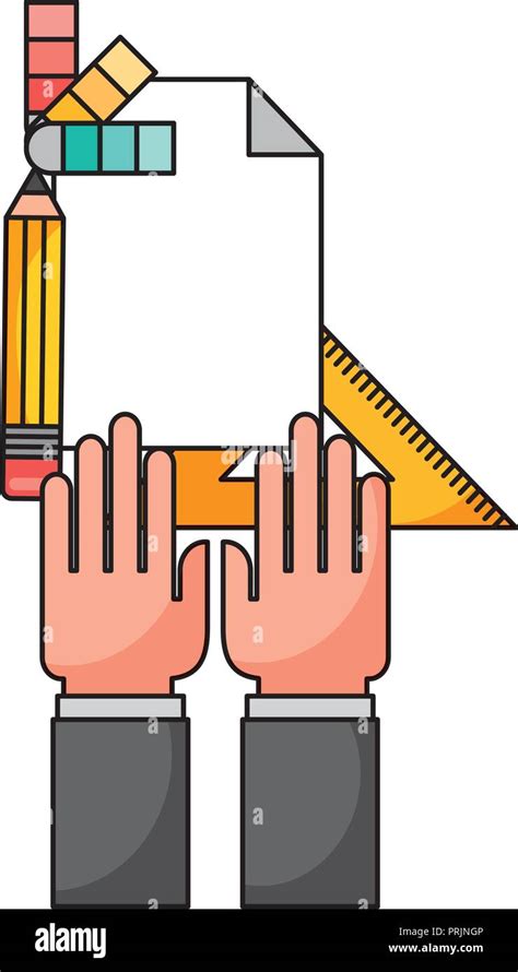 Hand With Metric Ruler And Icons Stock Vector Image And Art Alamy