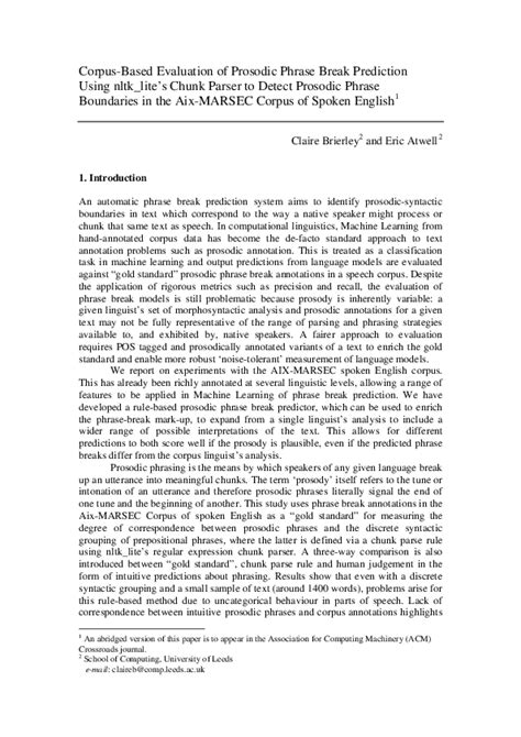 Pdf Corpus Based Evaluation Of Prosodic Phrase Break Prediction Using