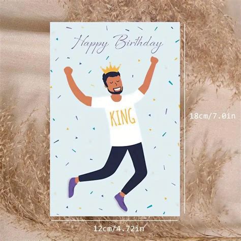 1pc 생일 축하 왕 축하 인사말 카드 봉투 포함 점프 조이 만화 캐릭터 모든 경우에 사용 가능한 노트 카드 Temu
