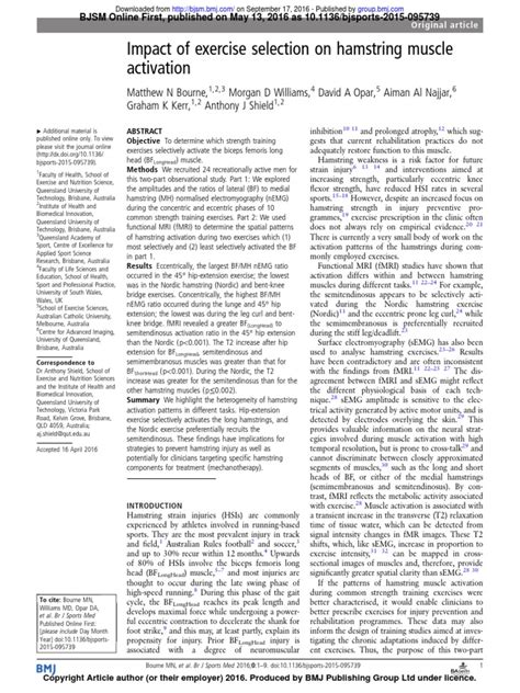 Impact Of Exercise Selection On Hamstring Muscle Activation Pdf