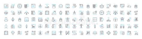 Industrial Modeling Vector Line Icons Set Industrial Modeling