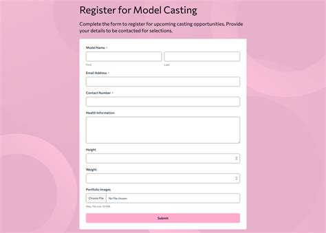 Model Registration Form Template Woorise