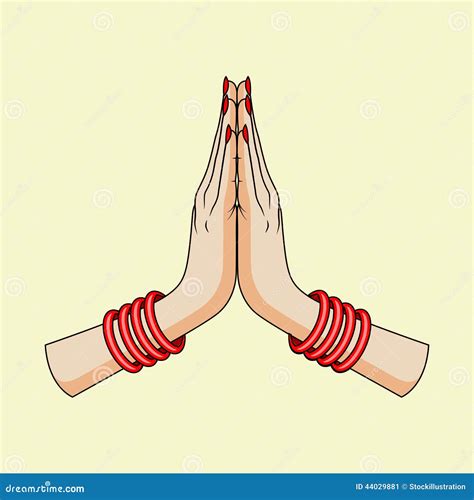 Welcome Gesture Of Hands Of Indian Woman Stock Vector Illustration Of