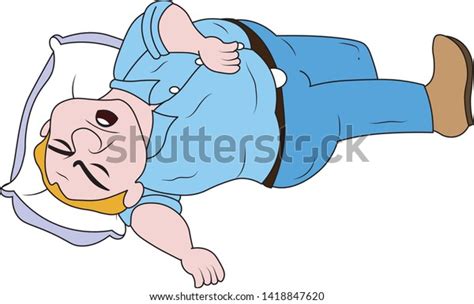 Illustration Fat Man Sleeping Deeply On Stock Vector Royalty Free Shutterstock