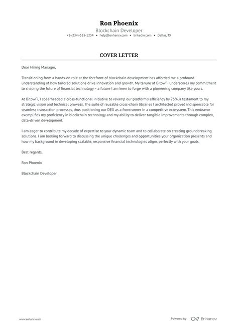 5 professional blockchain developer cover letter examples and template