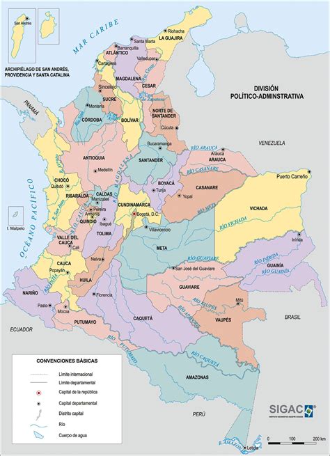 Large Detailed Administrative Map Of Colombia Colombia Large Detailed