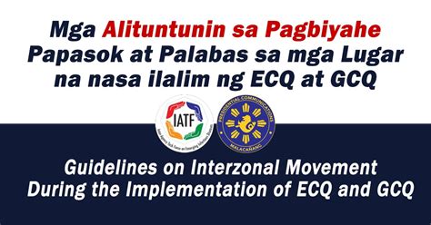 Mga Alituntunin Sa Pagbiyahe Papasok At Palabas Sa Mga Lugar Na Nasa