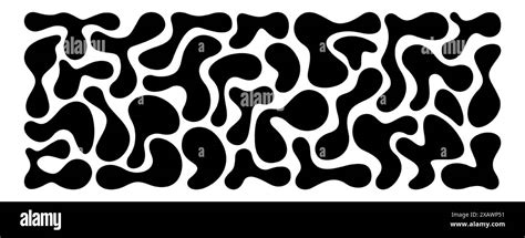 Set Of Irregular Blobs Black Random Liquid Organic Shapes Wavy Deform
