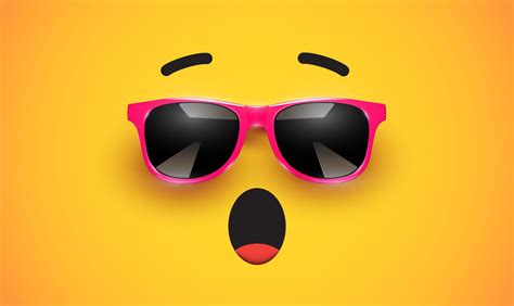 High Detiled Colorful Emoticon With Sunglasses Vector Illustration
