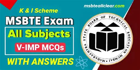 Msbte K And I Scheme Imp Mcqs With Answers Msbte All Clear Msbte