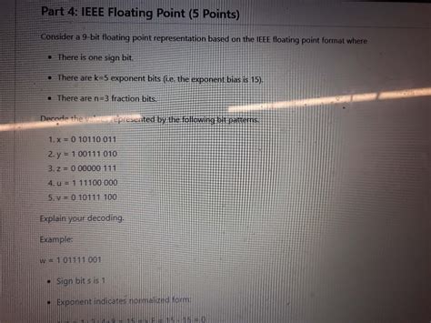 Solved Part IEEE Floating Point Points Consider A Chegg Com