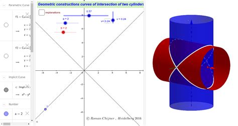 Geometric Constructions Curves Of Intersection Of Two Cylinders Geogebra