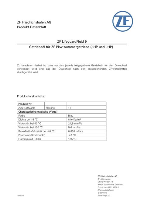 ZF Lifeguard 9 - Automatikgetriebe - Ölanalysen und Ölanalytik für ...