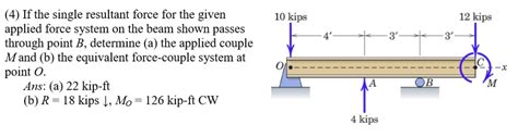 SOLVED If The Single Resultant Force For The Given Applied Force System On The Beam Shown