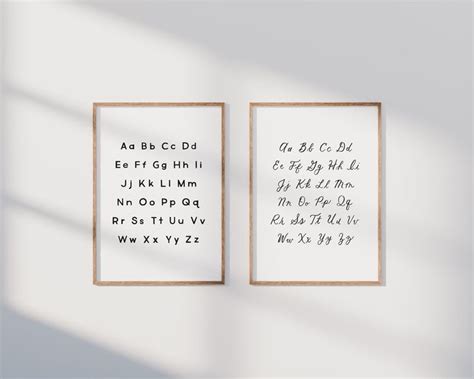 Classic Cursive Alphabet Poster Script ABC Chart Babe Room Alphabet Art Set Of Cursive And