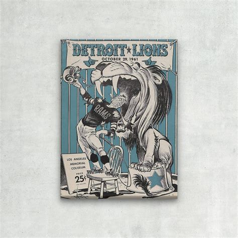 WRAPPED CANVAS Detroit LIONS Print Vintage Football Decor Football Print Football