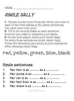 Figurative Language Similes By Ms Turner Teachers Pay Teachers