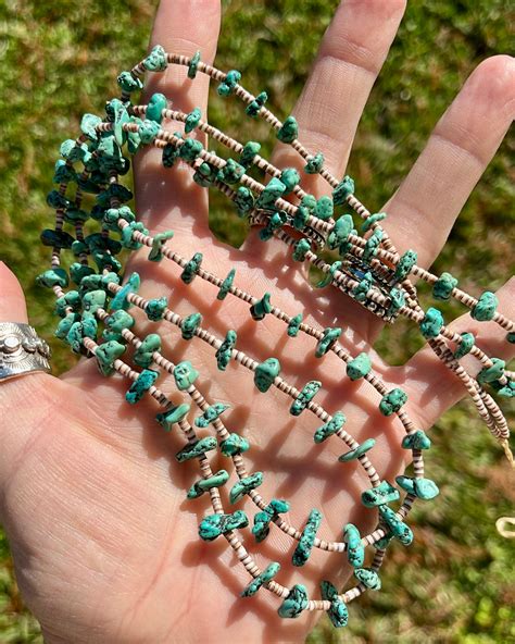 Vintage Double Strand Turquoise Bead Necklace Psc