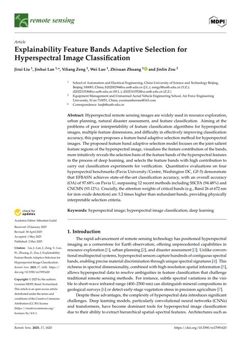 Pdf Explainability Feature Bands Adaptive Selection For Hyperspectral Image Classification