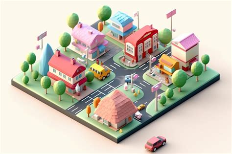 Premium Photo 3d Render Maps City Street Views Parks Trees Road Premium Photo 3d Render Maps City Street Views Parks Trees Road