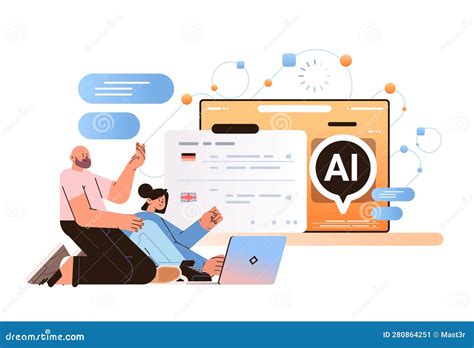 People Using Machine Translation Application With Ai Helper Bot