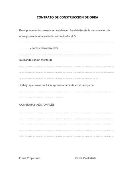 Contrato De Construccion De Obra Pdf