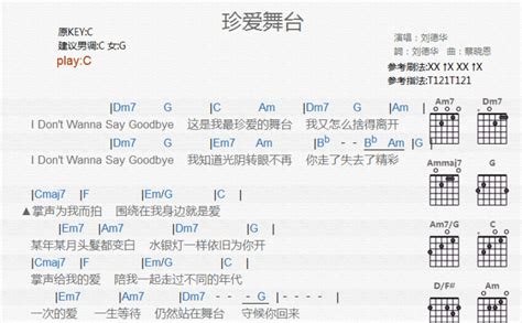 珍爱舞台吉他谱 刘德华 C调吉他弹唱谱 和弦谱 琴谱网