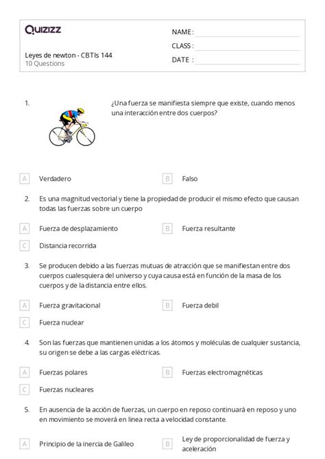 50+ Fuerzas y Leyes de Newton del Movimiento hojas de trabajo en ...