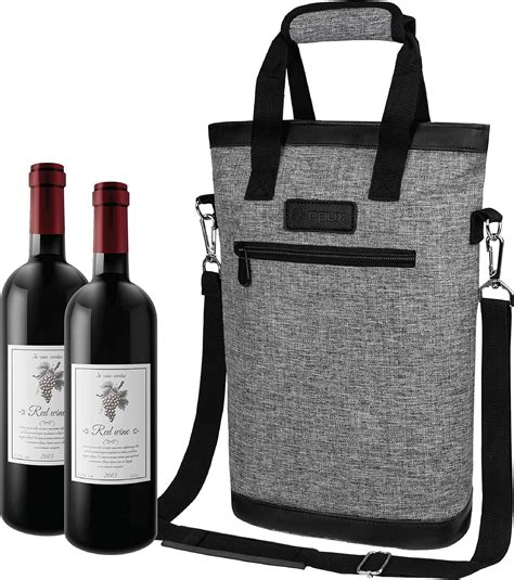 Opux Two Bottle Wine Bag Carrier Tote Insulated Leakproof