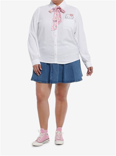 Hot Topic Hello Kitty And Friends Kogyaru Girls Woven Long Sleeve Top