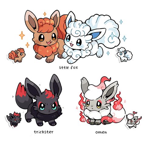 Eevee Alolan Vulpix Vulpix Zorua And Hisuian Zorua Pokemon Drawn