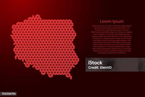폴란드 지도 배너 포스터 인사말 카드에 대 한 노드와 패턴 기하학적 배경을 반복 하는 빨간색 삼각형에서 추상적 인 회로도 벡터 일러스트입니다 3차원 형태에 대한 스톡 벡터