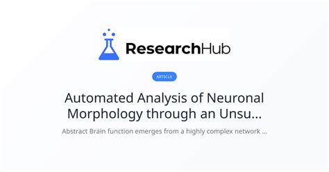 Automated Analysis Of Neuronal Morphology Through An Unsu Researchhub