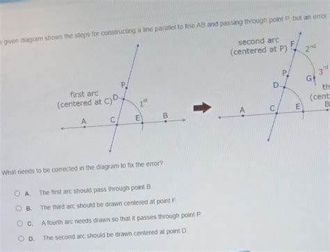 solved e given diagram shows the steps for constructing a line