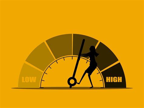 Strong Businesswoman Pushes The Needle Indicator 41143365 Vector Art At