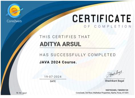 aditya arsul on linkedin java core2web professionaldevelopment