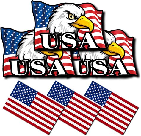 Buy Yeapop 6 Pcs Of Reflective American Flag Stickers And Us Flag With