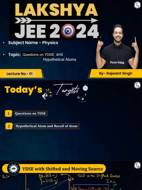 Questions On Ydse And Hypothetical Atoms 01 Class Notes Lakshya Jee