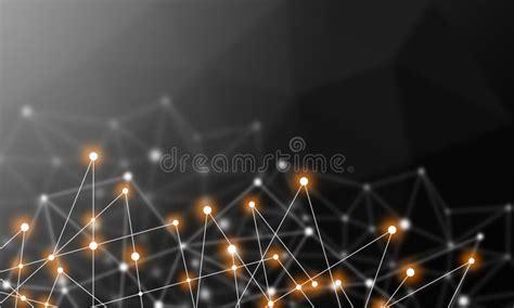 Technology Background Concept Abstract Connected Line Dots Network On Bright Polygon Black