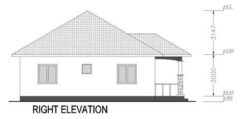 Right Side Elevation View Of 46x38 Residential House Building Is Given In This Autocad Drawing