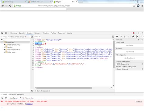 Erreur Javascript Setjsvar Is Not Defined Limesurvey Forums