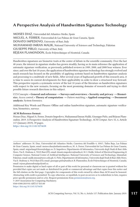 Pdf A Perspective Analysis Of Handwritten Signature Technology