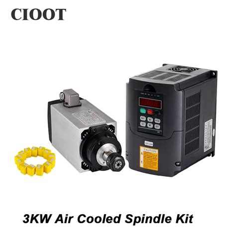 Spindle KW V V Air Cooled Spindle Motor CNC Router Tools VFD Inverter Pcs ER Collet