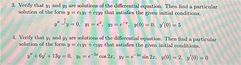 solve number 4 ﻿please verify that y1 ﻿and y2 ﻿are