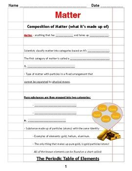 Matter Guided Notes Classification Chart By DeCicco Science TPT
