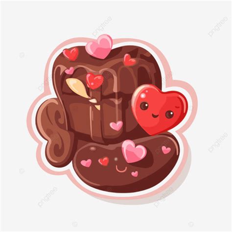 Funny Chocolate Heart Sticker Clipart Vector Sticker Design With