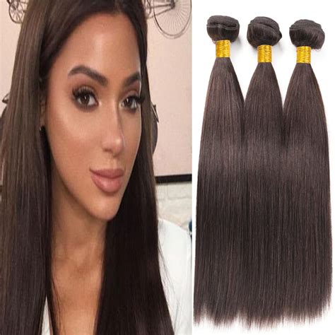 Yuksoocosh 4 Bundles Human Hair Dark Brown Straight